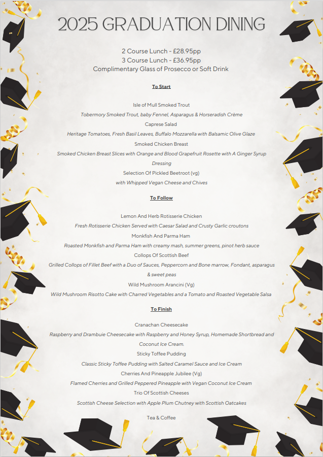 Summer Graduation Lunch - OVERSEAS BOOKING – University of Glasgow